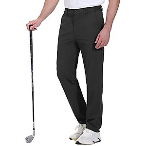 Rdruko Men's Stretch Golf Pants Quick Dry Lightweight Casual Dress Pants with Pockets(Black,US 34)