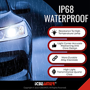 ICBEAMER 6000K D2S D2C D2R Xenon HID Direct Plugin Can Replace 66040 66240 85122 OEM Headlight Low Beam Light bulbs [Diamond White] 2 pcs