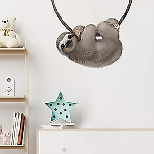 RoyoLam Little Sloth Wall Decal Nursery Animal Wall Sticker Removable Peel and Stick Waterproof Wall Art Decor Stickers for Kids Baby Classroom Living Room Playing Room Bedroom
