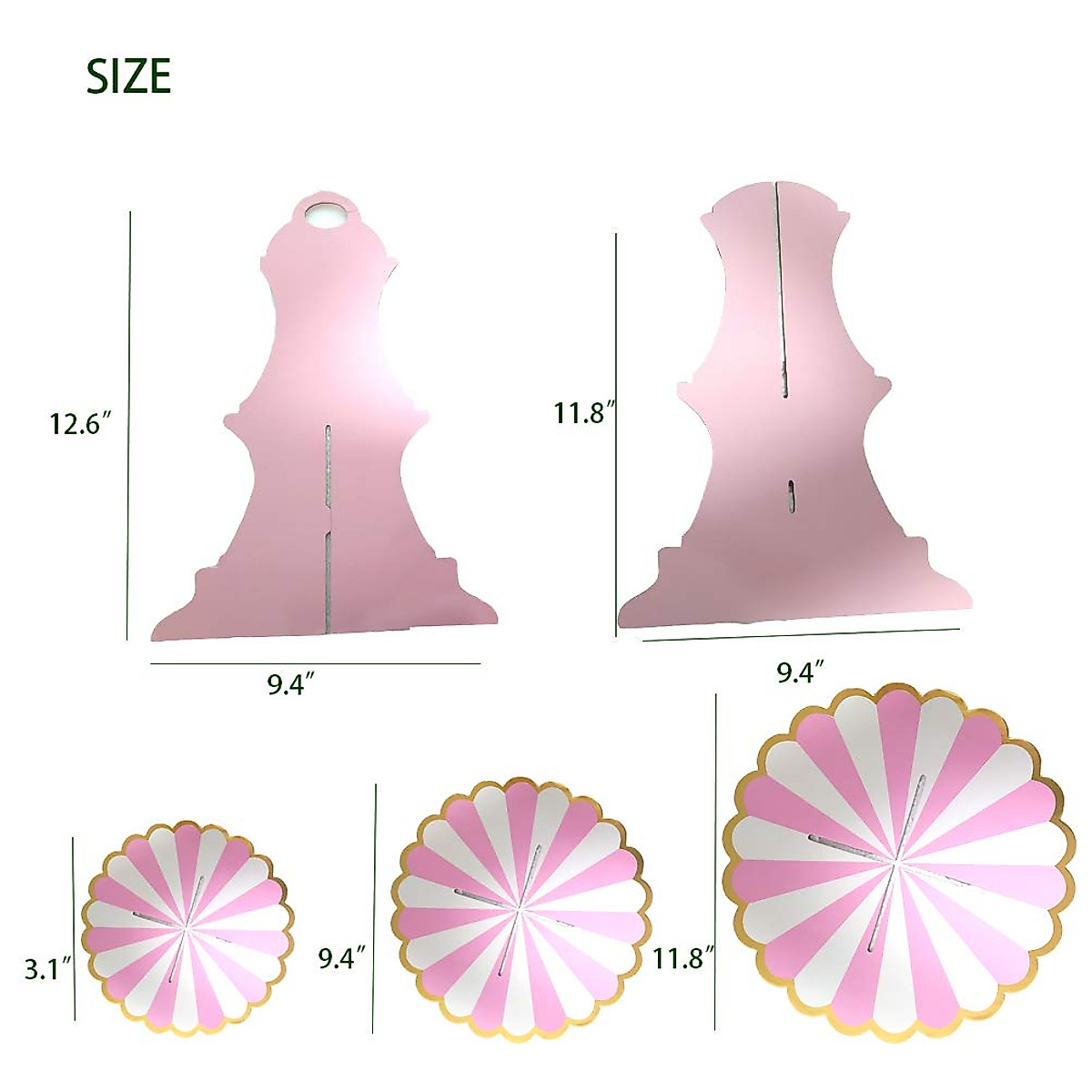 BRTOPMY 3 Tier Cupcake Stand with Candyland Lollipop Cupcake Stand Tower Stand for Weddings Baby Showers Birthday Parties Thanksgiving Cupcake Party Decorations Pink