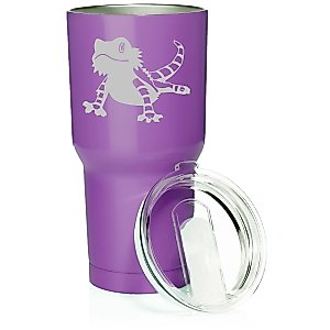 Smooth Body Tumbler Stainless Steel Vacuum Insulated Travel Mug Cup Gift Bearded Dragon Lizard (30 oz, Purple)