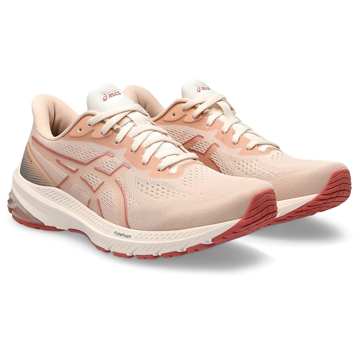 ASICS Women's GT-1000 12 Shoes, 7.5, Pale Apricot/Light Garnet