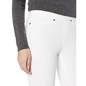 HUE womens Solid Color Original Jeanz Denim Legging Hosiery, White, Large US