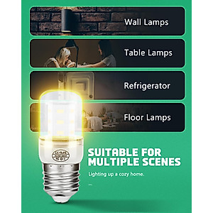 BOGDA Refrigerator LED Light Bulb KEI D34L Refrigerator Bulb Light Replacement Fit for Frigi-daire Ken-More-2 Packs (3.5W 85V-265V E27 2700K Warm Light)