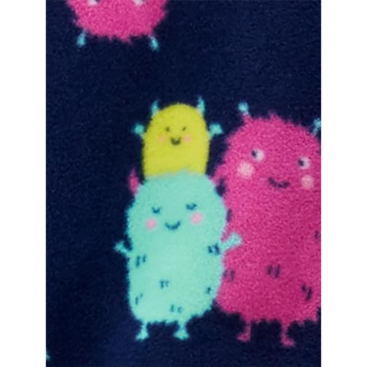 Simple Joys by Carter's Baby Girls' 3-Pack Loose Fit Flame Resistant Fleece Footed Pajamas, Blue Elephant/Navy Monster/Pink Dots, 24 Months