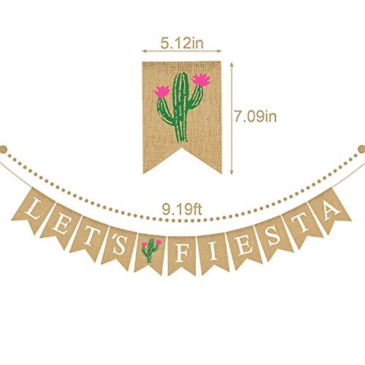 Jute Burlap Let's Fiesta Banner Cinco De Mayo Mexico Theme Birthday Party Baby Shower Garland Decoration