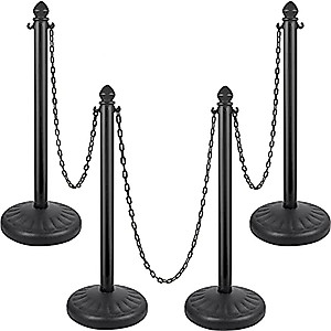 VEVOR Plastic Stanchion, 4pcs Chain Stanchion, Outdoor Stanchion w/ 4 x 39.5in Long Chains, PE Plastic Crowd Control Barrier for Warning/Crowd Control at Restaurant, Supermarket, Exhibition, City Mall