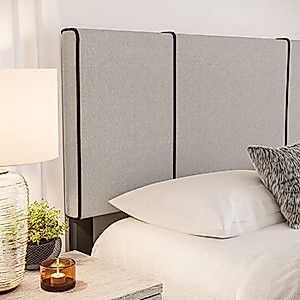 Boyd Sleep Lucena Platform Bed Frame with Fabric Upholstered Adjustable Headboard and Wooden Slats Supports, Box Spring Required: Linen, Off White, Twin