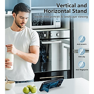 FNTCASE for iPhone 15 Protective Phone-Case: Military Grade Dropproof Cell Phone Cover with Kickstand & Slide | Heavy Duty Rugged Phonecase Bumper Textured | Heavy Duty Protector(Blue)