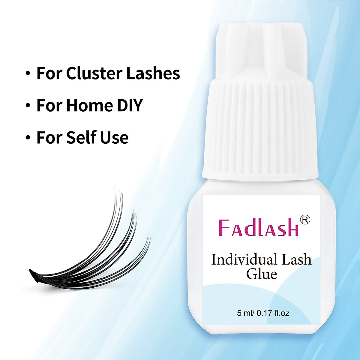 Individual Lash Glue Self Application Cluster Lash Glue 3-5S Dry Time Eyelash Extension Glue DIY at Home 7-15 Days Long Lasting Eyelash Glue Black 5ml (DIY/Cluster Lashes Use Only)