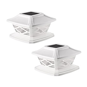 TWINSLUXES Solar Post Lights Outdoor 2 Modes Waterproof LED Solar Fence Cap Light for3.5x3.5 4x4 5x5 and 6x6 Post in Patio,Deck Walkway and Garden Decoration.(White 2 Pack)………