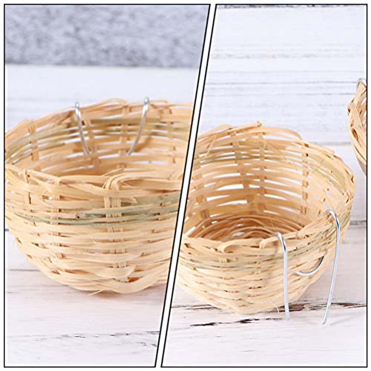 DOITOOL Outdoor Decor 7pcs Bamboo Weaving Breeding with Hooks Handmade Bamboo Pigeon Mat Breeding Egg Pad Breathable Nesting Mat Counntry Style Bird for Canary Swallow Finch Wicker Storage Basket