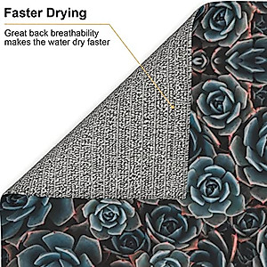 Fresh succulents Printed Drying Mat For Kitchen Ultra Absorbent Microfiber Dishes Drainer Mats Non-Slip Silicone Quick Dry Pad - 18 X 16inch