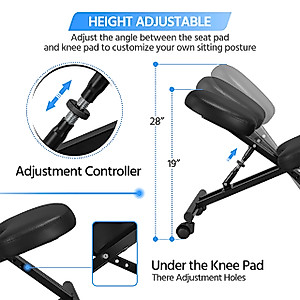 Yaheetech Kneeling Chair Ergonomic Posture Chair Office Desk Chair Corrective Flexible Seating Rolling Stool Black