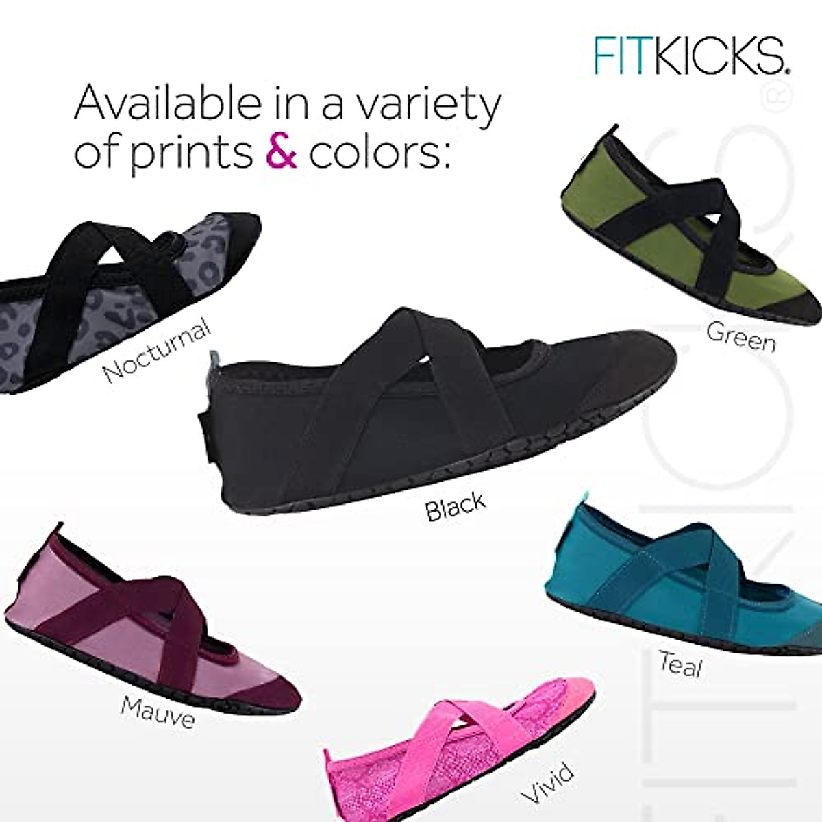 FITKICKS Crossovers Active Footwear, Foldable Shoes, Medium, Black