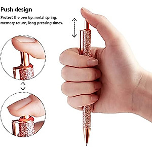 4pcs Glitter Metal Retractable Ballpoint Pen Bling Rose Gold Click Ballpoint Pens Black Ink Medium Point 1mm for School Writing,Wedding Birthday Gift Pen