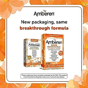 Amberen: Safe Multi-Symptom Menopause Relief. Clinically Shown to Relieve 12 Menopause Symptoms: Hot Flashes, Night Sweats, Mood Swings, Low Energy and More. 2 Month Supply