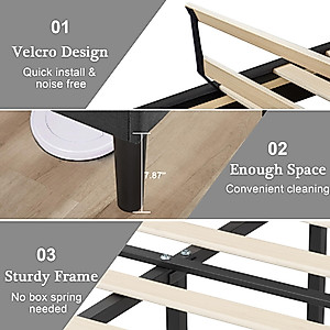 VECELO Full Size Upholstered Platform Bed Classic Diamond Stitched Cloth Panel Headboard/Mattress Foundation/Easy Assembly/Strong Slat Support,Dark Grey