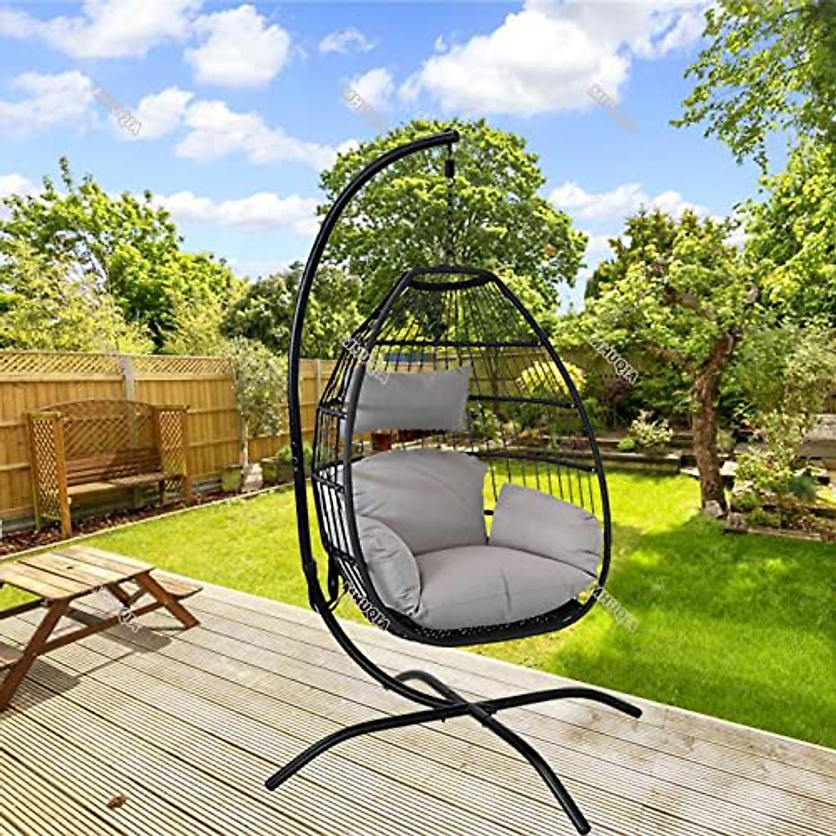 MHUQIA Hanging Basket Chair Cushions, Hanging Egg Chair Cushion Replacement, Indoor, Hanging Hammock Chair Cushion, Thick Nest Back Pillow Patio Garden Swing Chair Cushion Seat Pads (E)