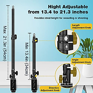 𝗨𝗽𝗴𝗿𝗮𝗱𝗲𝗱 360° Rotatable Camera Desk Mount Stand, 13.4"-21.3" Adjustable Tabletop Light Stand with 1/4" Ball Head & 3/8", 5/8" Screw for Photography Videography Live Streaming Virtual Meetings