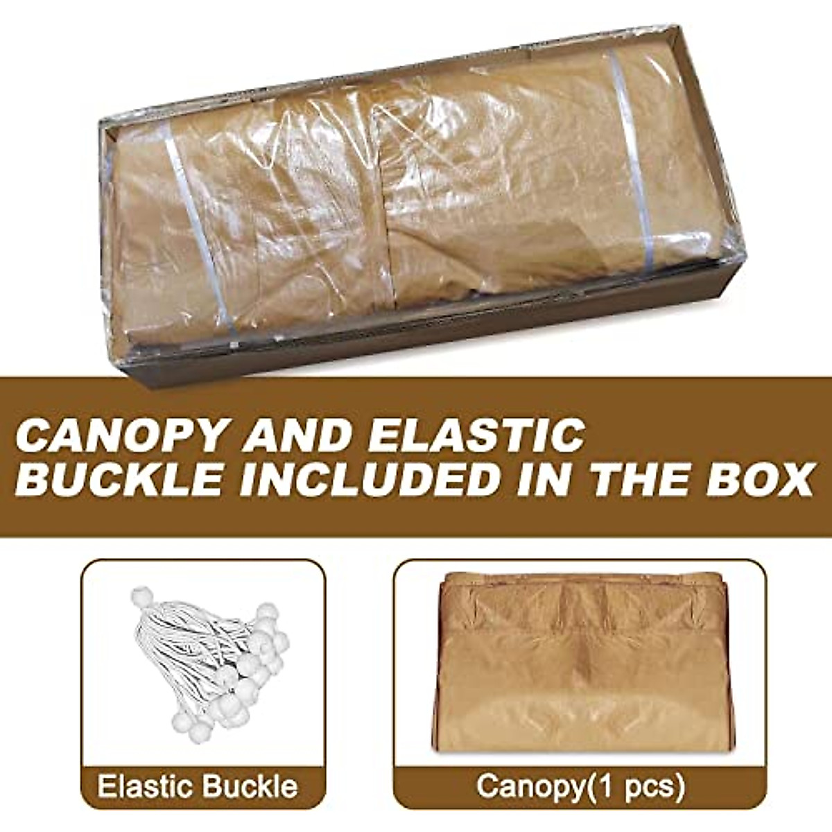 MARVOWARE 12x20 ft Car Canopy Replacement Carport Tarp Cover with Fabric Pole Skirts Ball Bungees for Tent Top Garage Boat Shelter(Only Tarp Cover) Brown