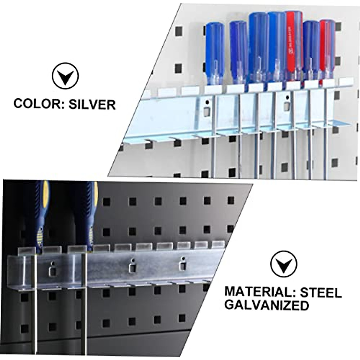 SOESFOUFU 1pc Screwdriver Holder Storage Rack Screwdriver Shelf Hook Hanger Garage Broom Holder Screw Organizer Hand Tool Holder Hook Tool Bolts Bolt Driver Holder Silver Steel Galvanized