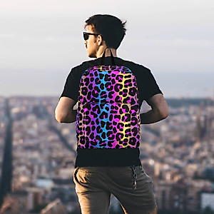 Backpack Travel Rucksack, Leopard Print Cheetah Neon Gradient Lightweight School Bag for Students Teens Girls Boys