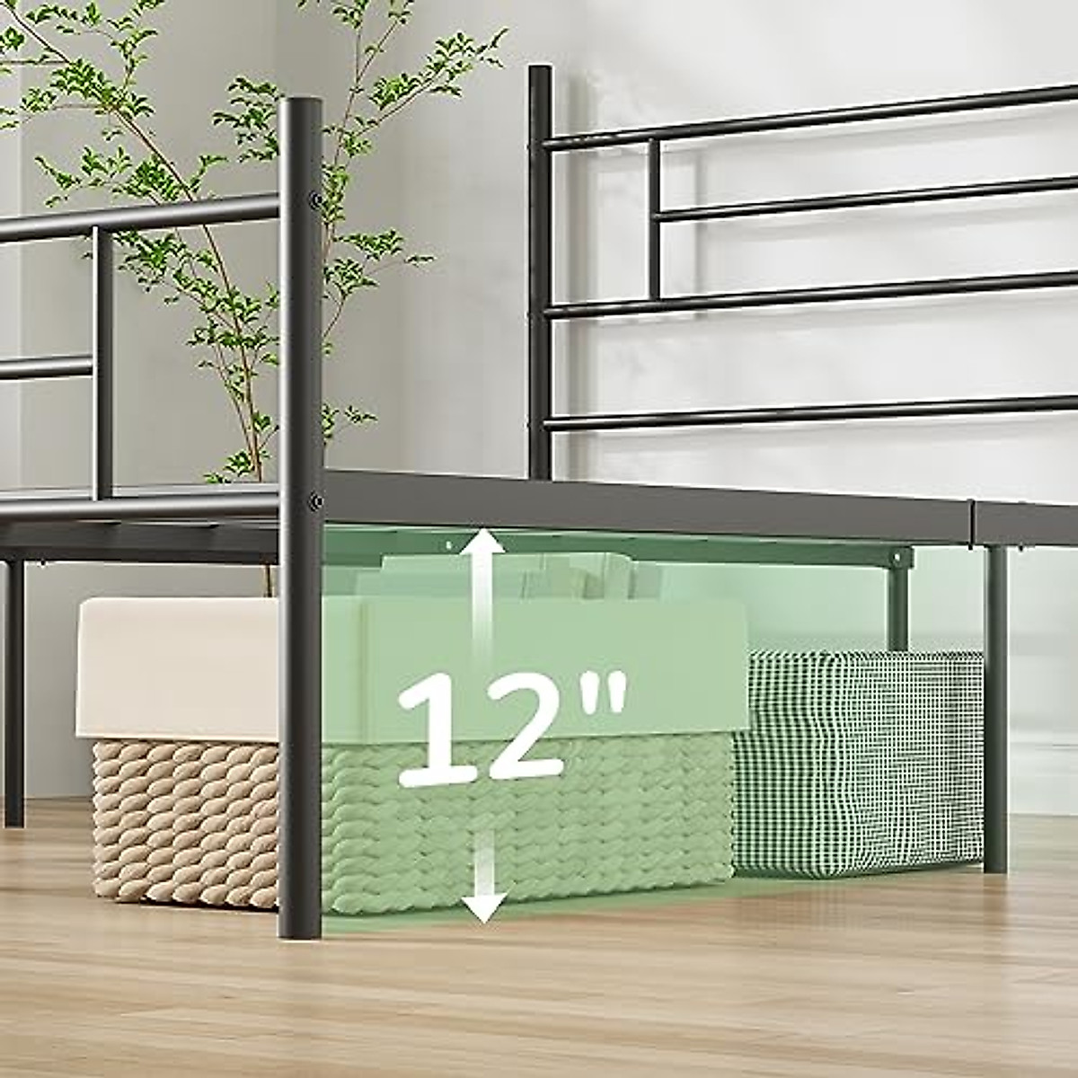 Novilla Metal King Size Bed Frame with Headboard and Footboard, 14 Inch Platform Bed Frame with Storage, Mattress Foundation No Box Spring Needed, Strong Metal Slats Support