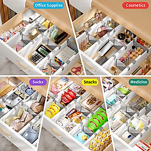 ACDRIME Drawer Dividers Organizer 5 Pack, Expandable Drawer Divider with 8 Inserts, Kitchen Drawer Organizer, for Bedroom, Kitchen & Office Organizer and Storage - Expandable from 11-17", 4" High