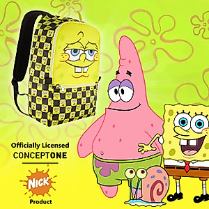 Concept One SpongeBob SquarePants 13 Inch Sleeve Laptop Backpack, Checkered Padded Computer Bag for Commute or Travel, Multi
