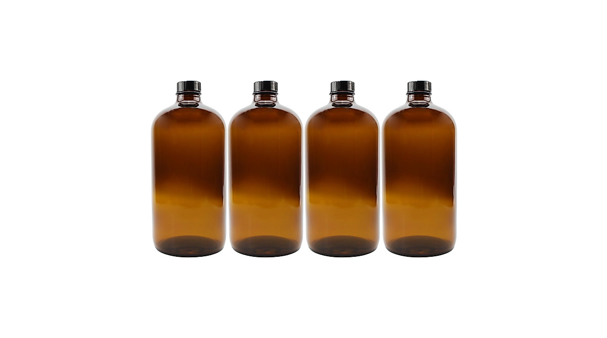 32oz Amber Kombucha Growler Bottles - 4-Pack for Brewing