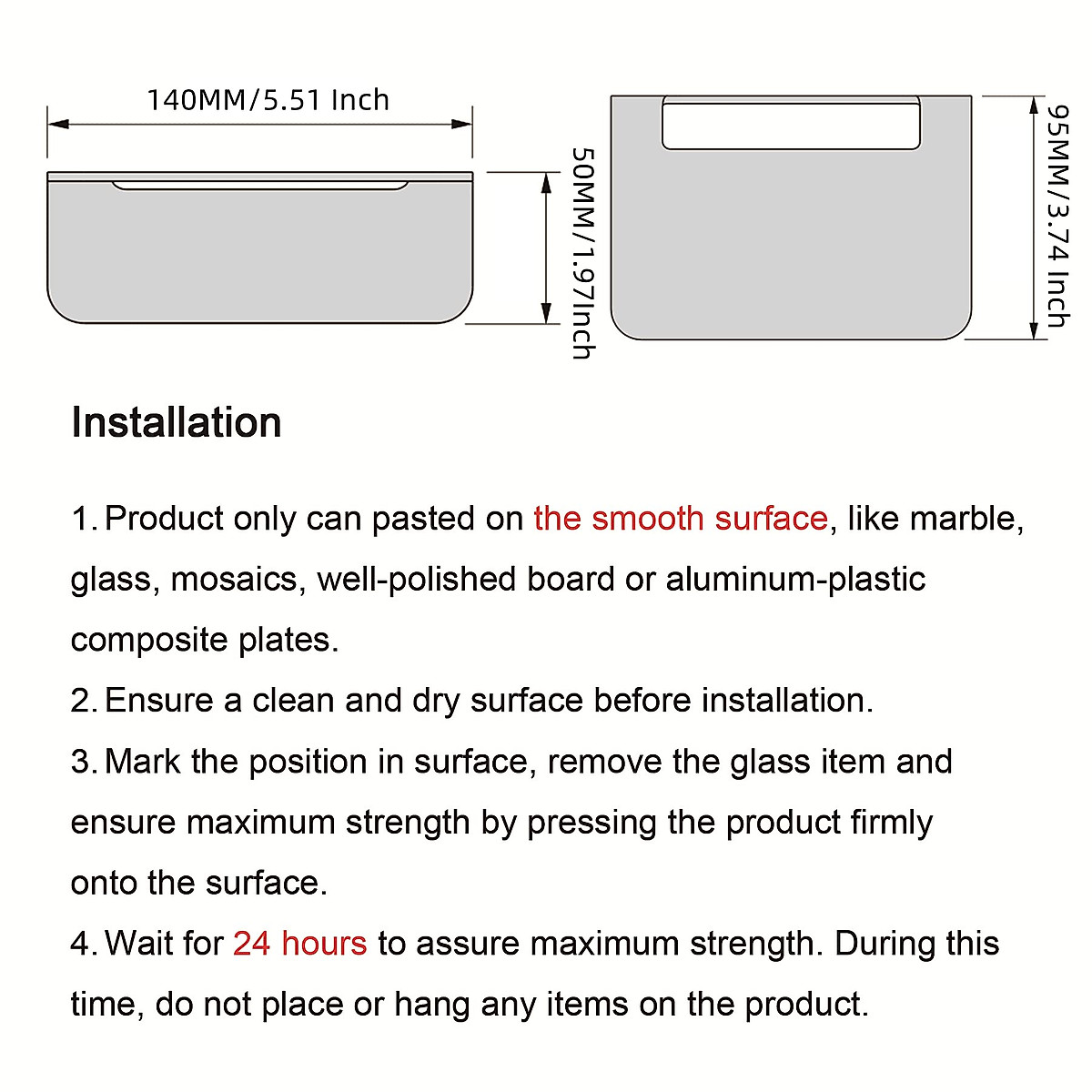 Frafuo Self Adhesive Shelfs 5.5 Inch-3M VHB Stick on Shelf(Super Adhesive)-Minimalist Design SUS 316 Laser Cutting Mini Shelf for Wall -3M Shelf Max Bearing 10LB in Adhesive Floating Shelves No Drill
