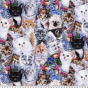 Cats on Cats Anti-Pill Premium No-Sew Throw Fleece Fabric Kit (50x60)