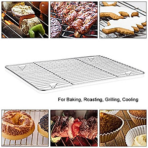 P&P CHEF Baking Rack Pack of 2, Stainless Cooling Rack for Cooking Baking Roasting Grilling Drying, Rectangle 8.6'' x 6.2'' x0.6'', Fits Small Toaster Oven, Oven & Dishwasher Safe