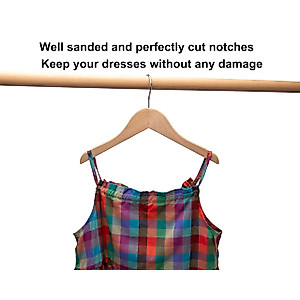 Wood Dress Hangers Kids Baby Children Toddler Wooden Shirt Coat Hangers with Notches and Anti-Rust Chrome Hook Pack of 10 (Natural) HL02N