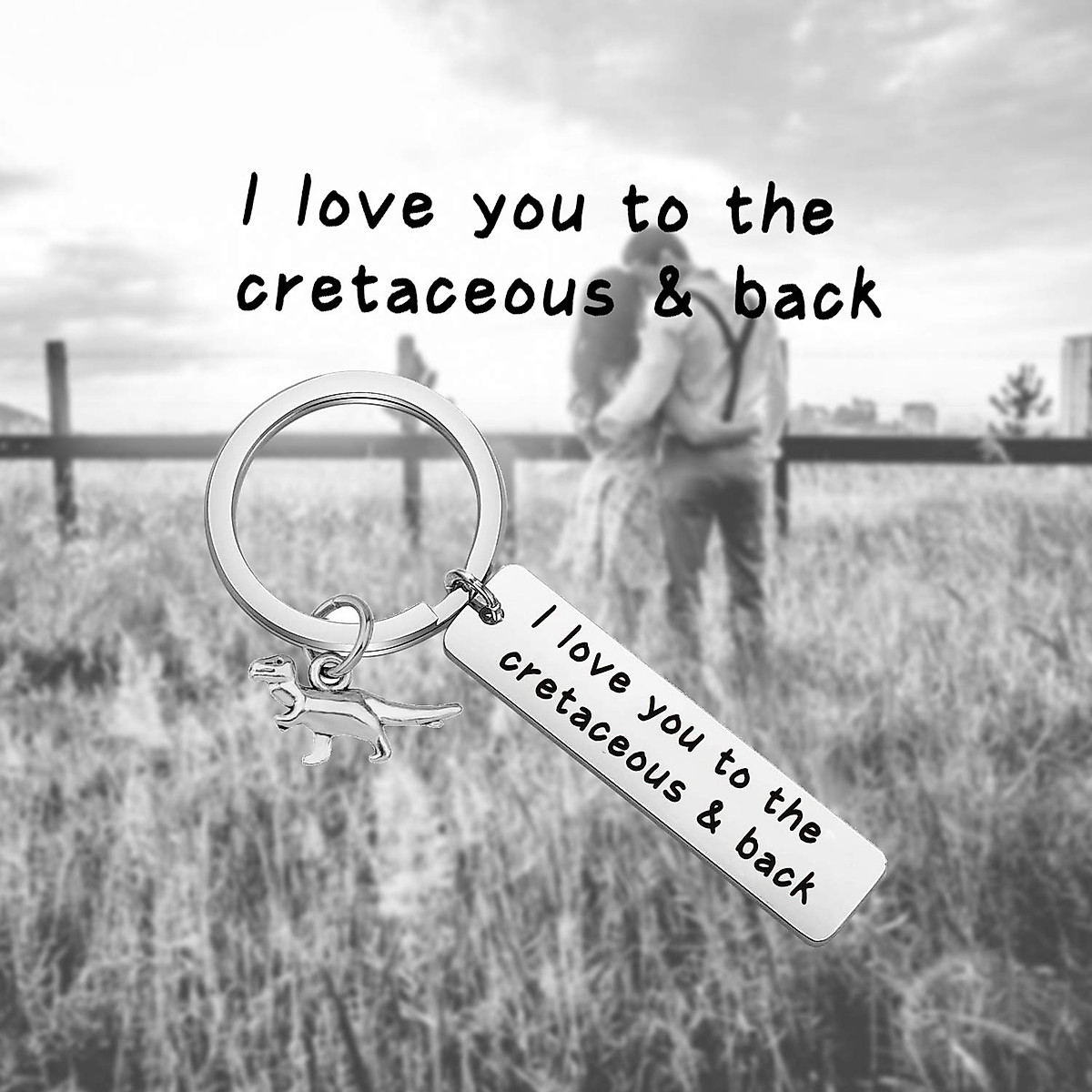 MYOSPARK Dinosaur Keychain I love You To The Cretaceous Back For Couple Dinosaur Lover (Dinosaur Keychain)