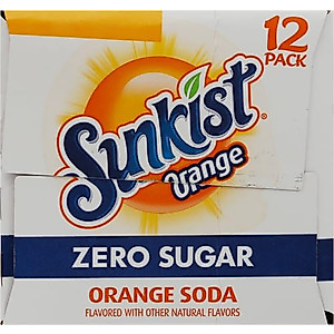 Sunkist Zero Sugar Orange Soda, 12 fl oz cans, 12 pack