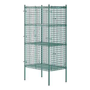 WEBSTORE SUPPLY Stationary Green Wire Security Cage Kit, Commercial Security Metal Mesh Cage, Storage Cage with Shelves (24" W x 36" L x 74" H)