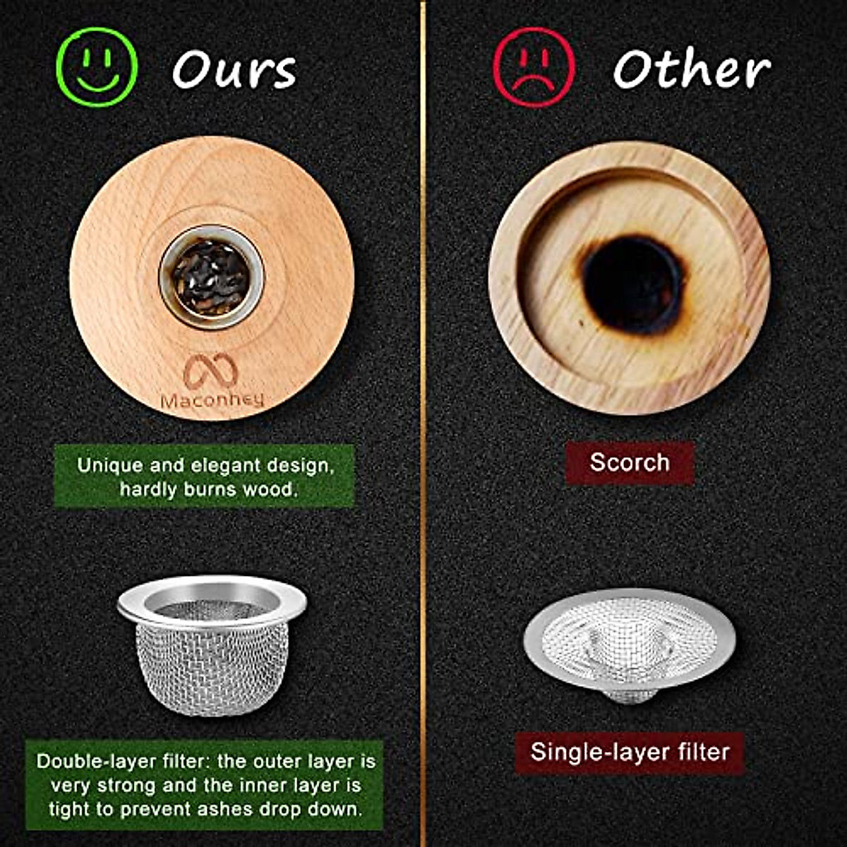 Maconhey Cocktail Smoker Kit, Old Fashioned Wood Drink Smoker Infuser Kit with 4 Flavors Smoking Wood Chips, Great Gift for Farther's Day and All Whiskey Bourbon Martini Lovers