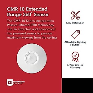 Sensor Switch CMR 10 Contractor Select Ceiling Mount Occupancy Sensor, 28 Foot Radius, White