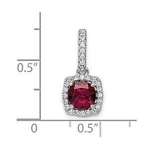 Sterling Silver Rhodium-plated Lab Created Red Corundum and White CZ Pendant QQP5180