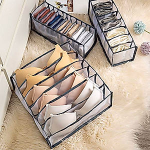 HUAJUHUI L&Z Grid Underwear Storage Collapsible Box, Foldable Drawer Organizer Divider Closet Storage Box for Underwear Bra Sock, Can Be Independently Placed(6+7+11 Cells)