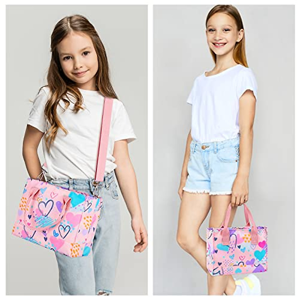 FIOBEE Canvas Tote Bag for Woman Shoulder Bag Tote Handbags Crossbody Bags with Zipper Multiple Pockets Girls