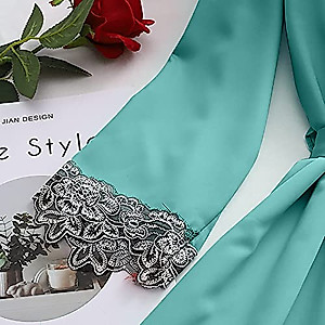 Pjs Nightwear Lace 5Pcs Pajama Women‘s Silky Set Sleepwear Sexy Set Pajama with 4 Piece Lingerie Set for (Green, L),Slips,green