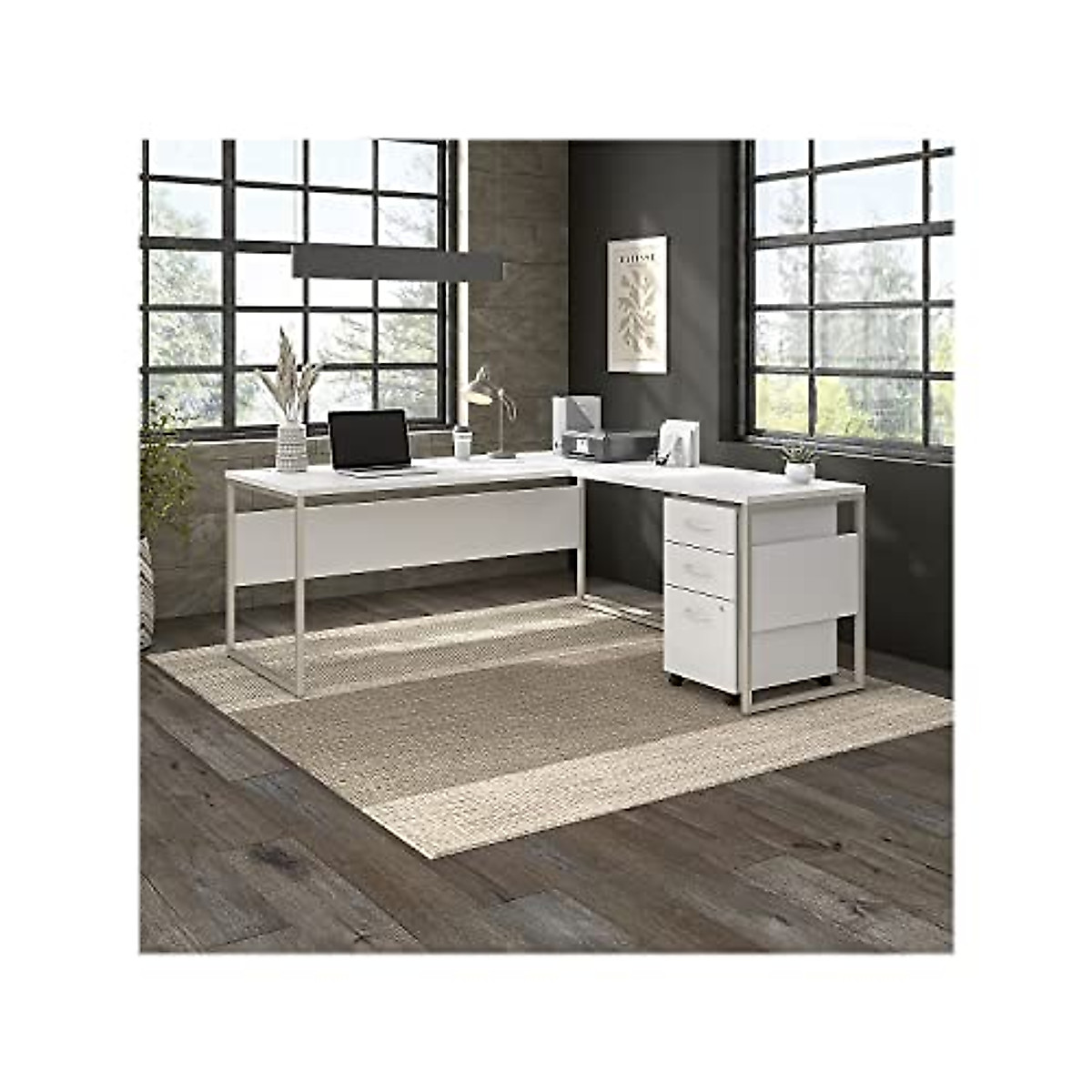 Bush Business Furniture Hybrid Computer Table Desk with Metal Legs, 60W x 30D, White