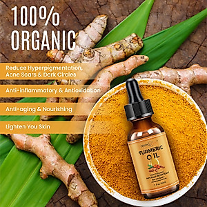 DERMAXGEN Turmeric Oil + Organic Moisturizer & Reduce Acne, Dark Spot Remover, Clear skin Tone, Hydrate Dull & Dry Skin, Anti Aging Skin Care Glow Oil for Face, Neck & Eye (2 FL OZ/60 ML)