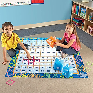 Learning Resources Make a Splash 120 Mat Floor Game, Addition/Subtraction - 136 Pieces, Ages 6+ Math Games for Kids, Educational Games