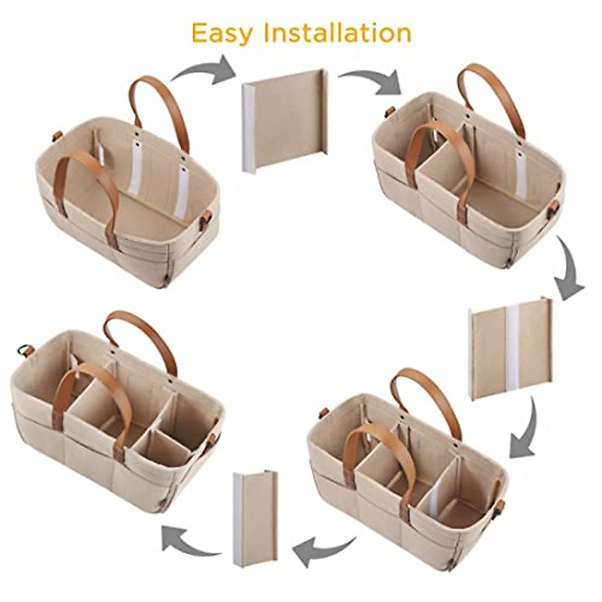 Abbasi Baby Felt Storage Nursery Organizer Basket Infant Diaper Bag with Handle Changing Kids Storage A