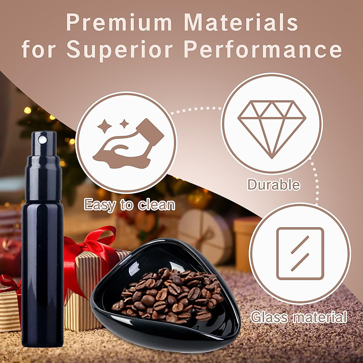 YAFIYGI 3 PCS Coffee Dosing Cup and Spray Bottle with a Spoon Kit Espresso Barista Accessories Ceramic Dosing Tray for Ground Coffee or Tea Mister Spray Bottle Reducing Static Barista Tool Set