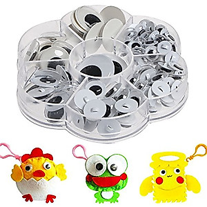 Tangc 128pcs Sew-on Wiggly Wobbly Googly Eyes Scrapbooking Crafts 8-24mm